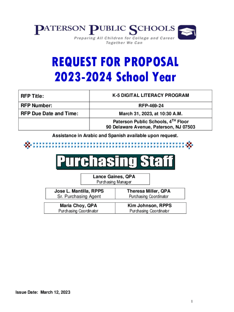 Fillable Online 2024 SCHOOL YEAR REQUEST FOR PROPOSALS FOR ... Fax ...