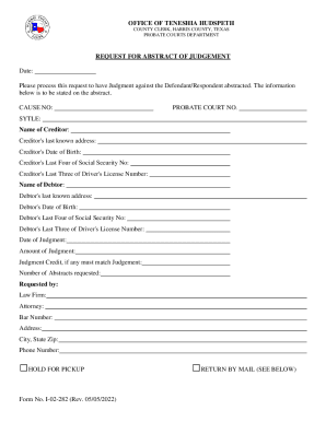 Fillable Online OFFICE OF TENESHIA HUDSPETH Form No. I-02-282 (Rev. 05/ ...