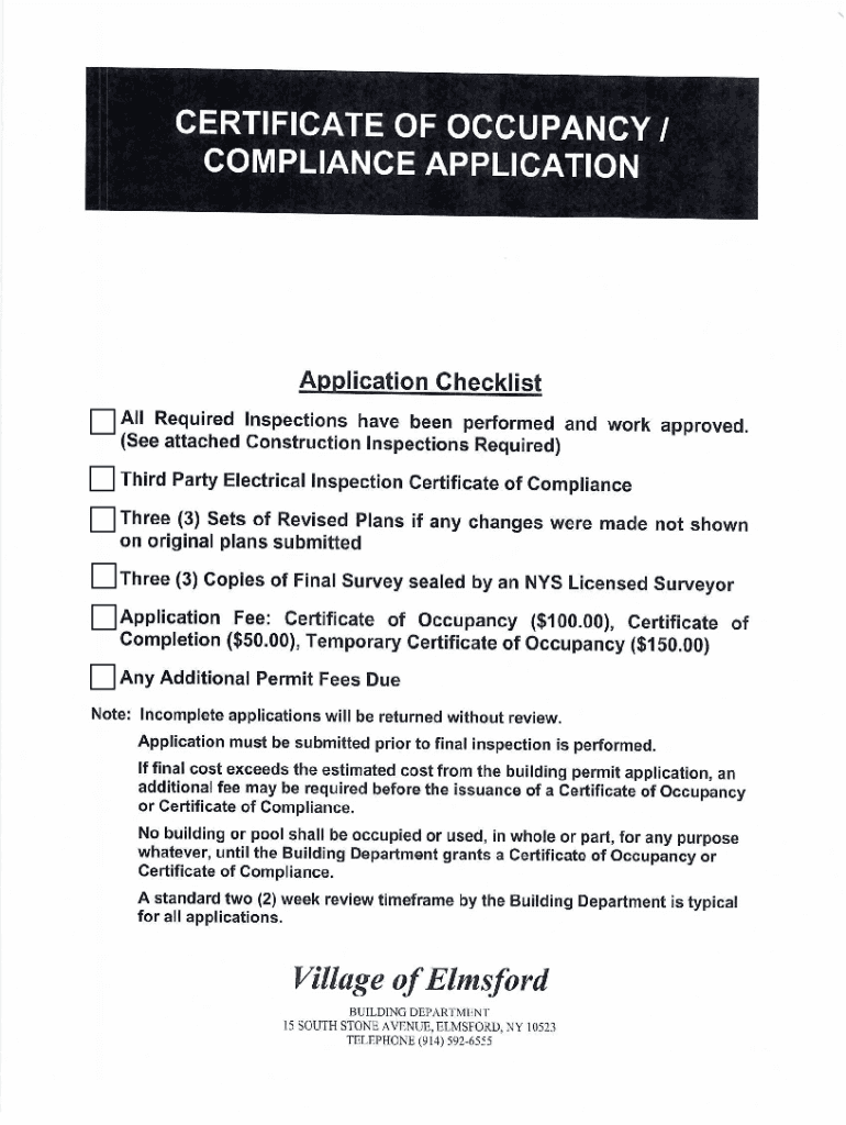 Fillable Online Certificate of Occupancy and Compliance Application Fax Email Print - pdfFiller