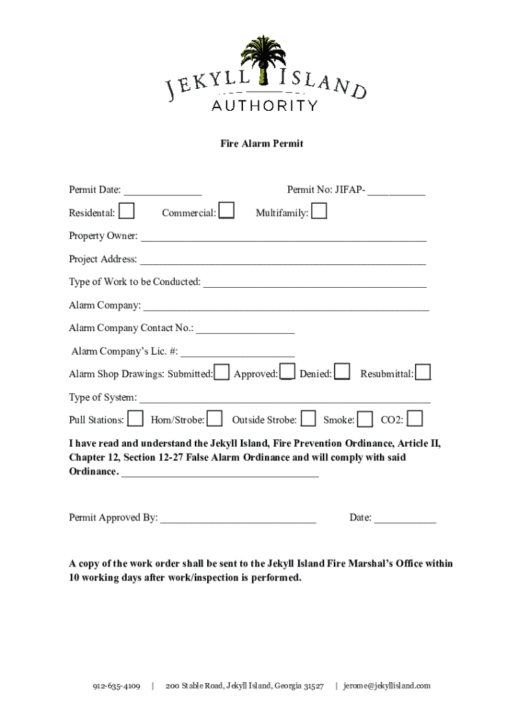 Fillable Online FIRE ALARM & FIRE SUPPRESSION PERMIT APPLICATION Fax Email Print - pdfFiller