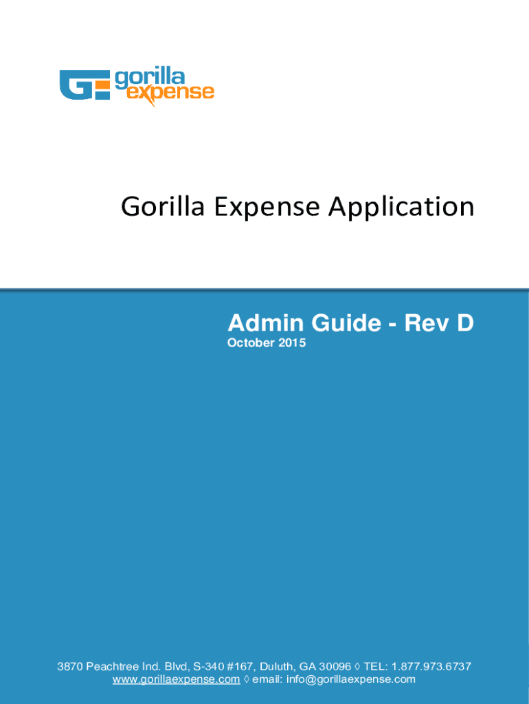 Fillable Online Gorilla Expense Application - Admin Guide Fax Email Print - pdfFiller