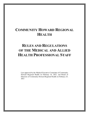 Fillable Online Community Howard Regional Health Rules and Regulations ...