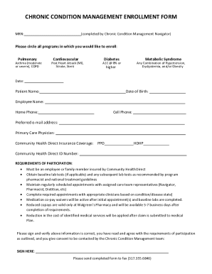 Fillable Online Chronic Condition Management Enrollment Form - Final ...