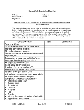 Fillable Online Clinical Instructor Unit Orientation Checklist Fax Email Print - pdfFiller