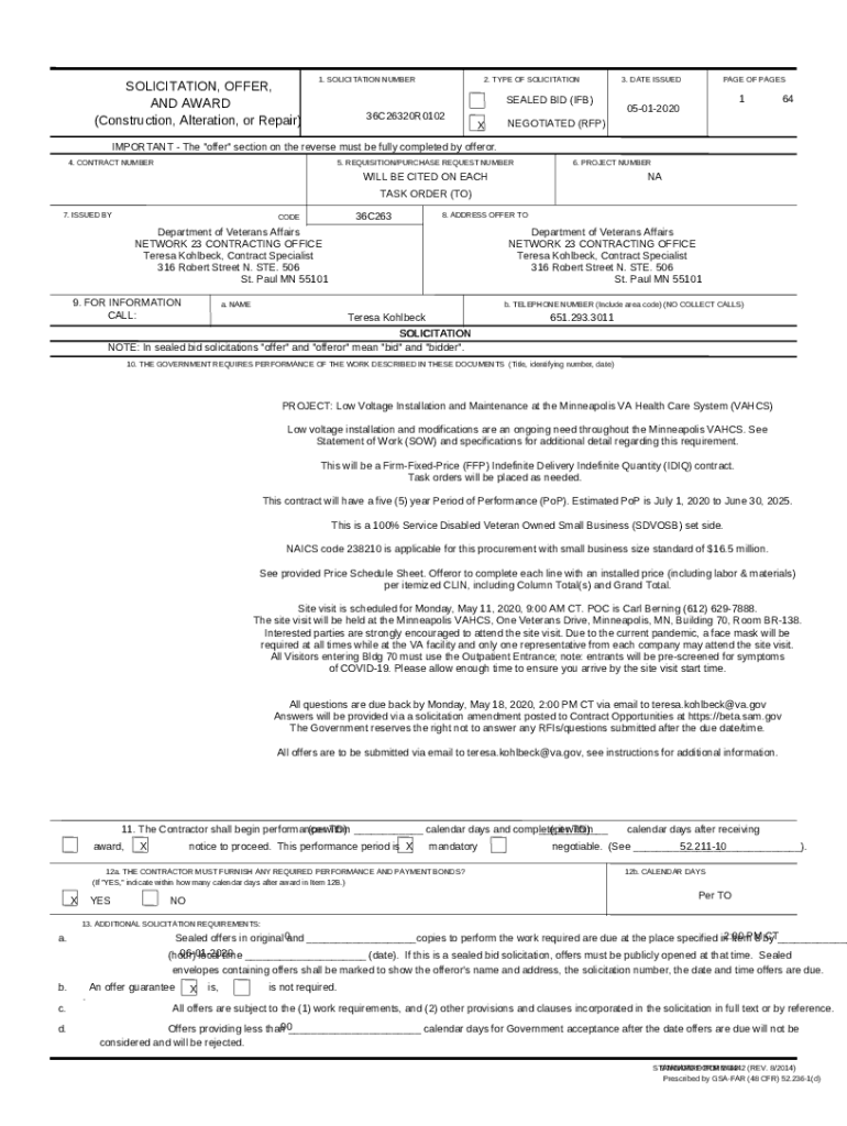 STATEMENT OF WORK Low Voltage IDIQ Contract Doc Template | pdfFiller