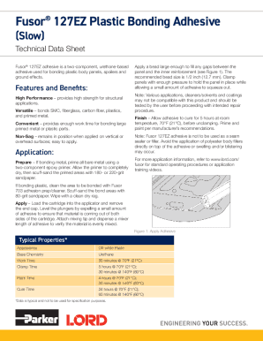 Fillable Online Fusor 127EZ Plastic Bonding Adhesive (Slow)Parker NA ...