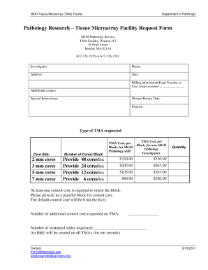Fillable Online Tissue Microarray Facility Request Form Fax Email Print ...