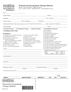 Fillable Online School Based Occupational Therapy Billing Form Fax ...
