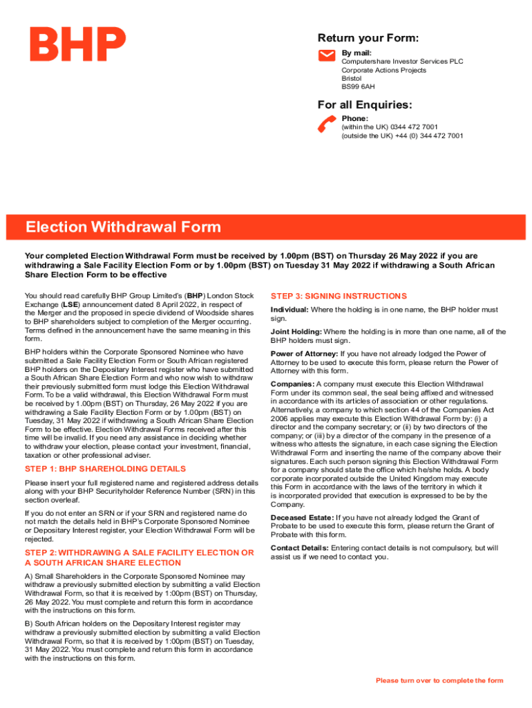 Fillable Online Election Withdrawal Form Fax Email Print - pdfFiller