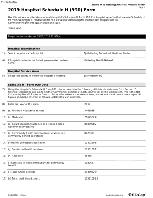 Fillable Online odh ohio 2019 Hospital Schedule H (990) Form - Ohio ...