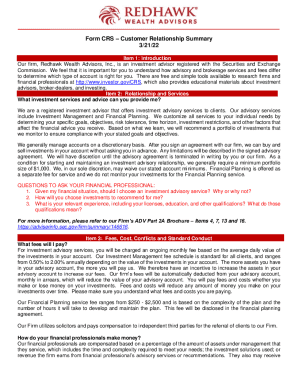 Fillable Online Client Relationship Summary Form CRS What investment ...