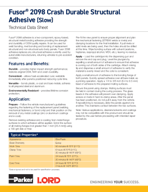 Fillable Online Fusor 2098 Crash Durable Structural Adhesive (Slow ...