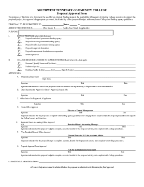 Fillable Online Proposal Approval Form - Southwest.tn.edu Fax Email ...