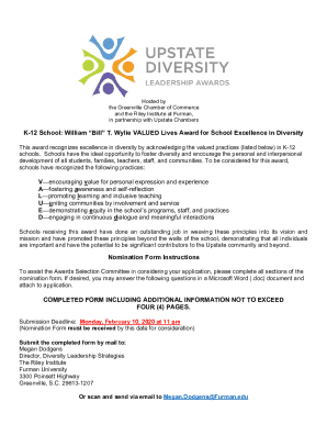 Fillable Online K-12 school award criteria and application Fax Email ...
