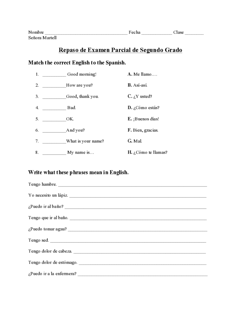 Completable En línea Repaso de Examen Parcial de Cuarto Grado 4A: Wed 1 ...