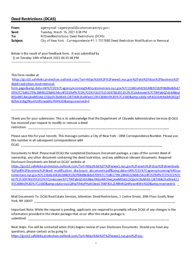Fillable Online City of New York - Correspondence #1-1-7317680 Deed ...
