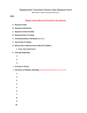 Fillable Online Deployment Transition Center Class Request Form Fax ...
