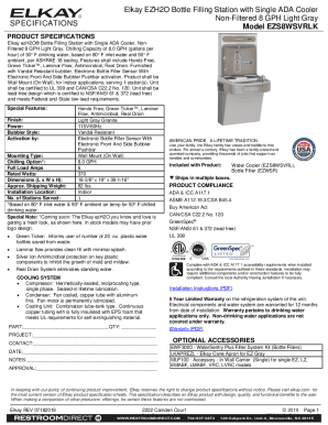 Fillable Online Elkay EZH2O Bottle Filling Station with Single ADA Cooler, ... Fax Email Print ...