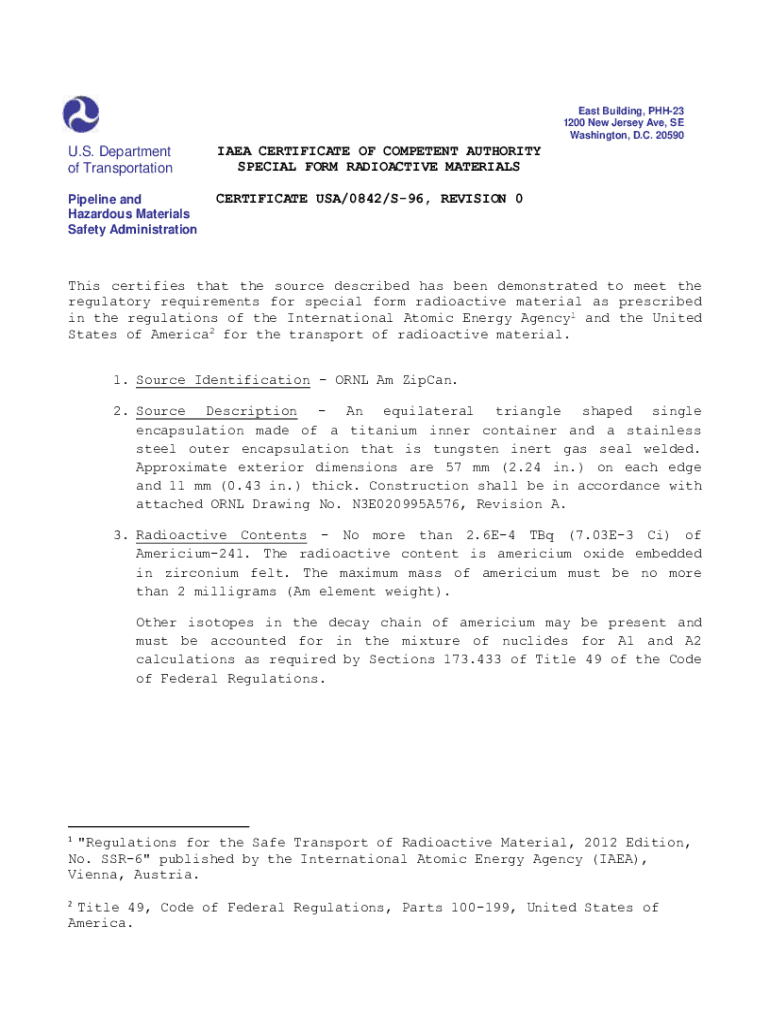 Fillable Online osrp lanl iaea certificate of competent authority ...