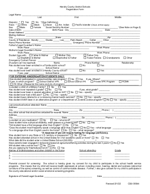 Fillable Online HIGH SCHOOL REGISTRATION FORM School Year Fax Email ...