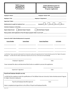 Fillable Online College Tuition Reimbursement Program Open to All Employees Fax Email Print ...