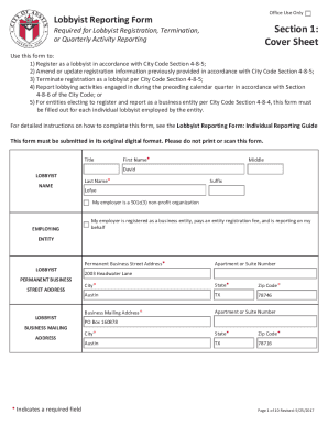 Fillable Online Lobbyist Reporting Form Fax Email Print - pdfFiller