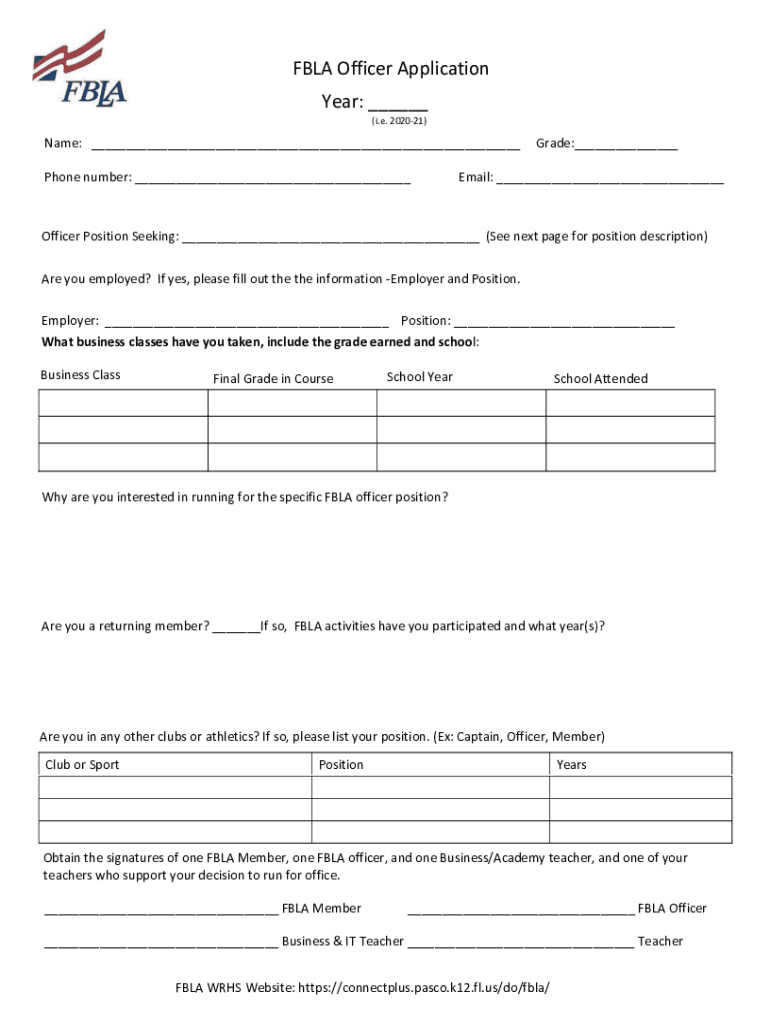 Fillable Online FBLA National Officers - Future Business Leaders of ...