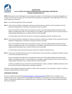 Fillable Online Form 23: NOTICE OF CHANGE OF DIRECTORS EXTRA ... Fax ...