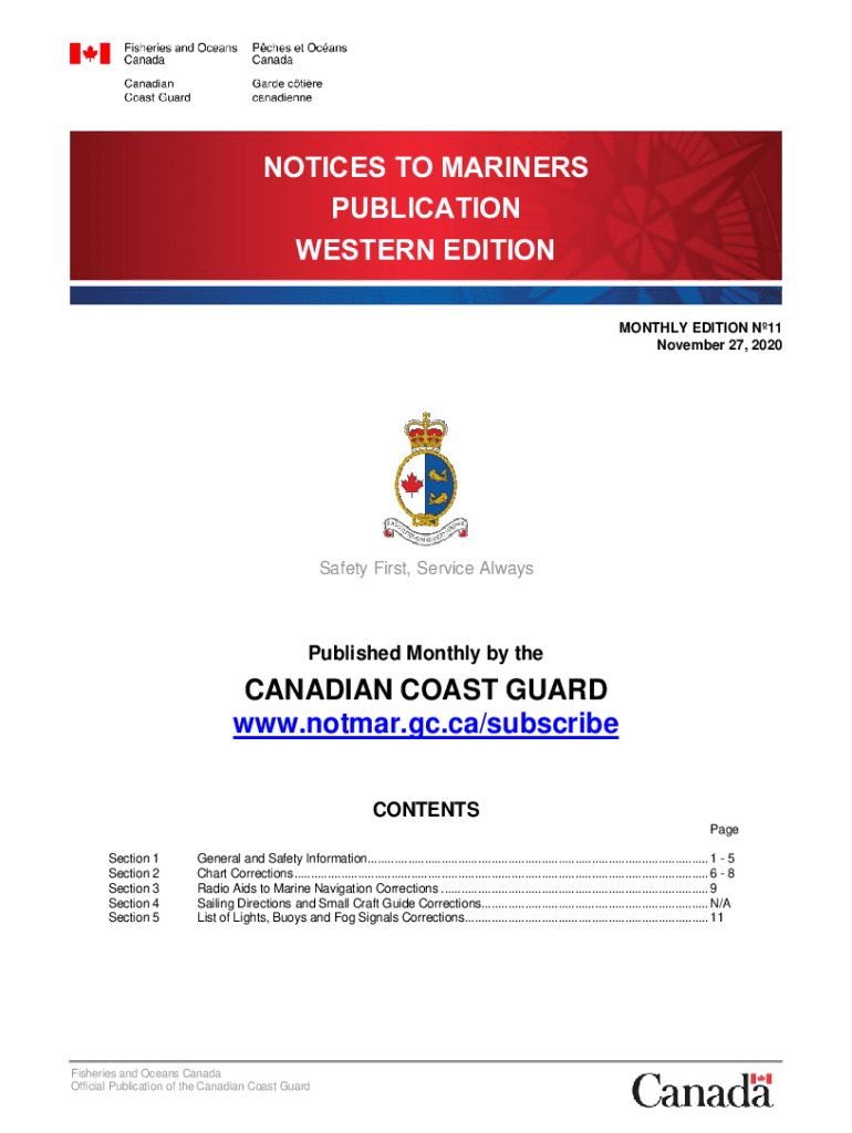 Fillable Online publications gc Notices to Mariners - Western Monthly ...