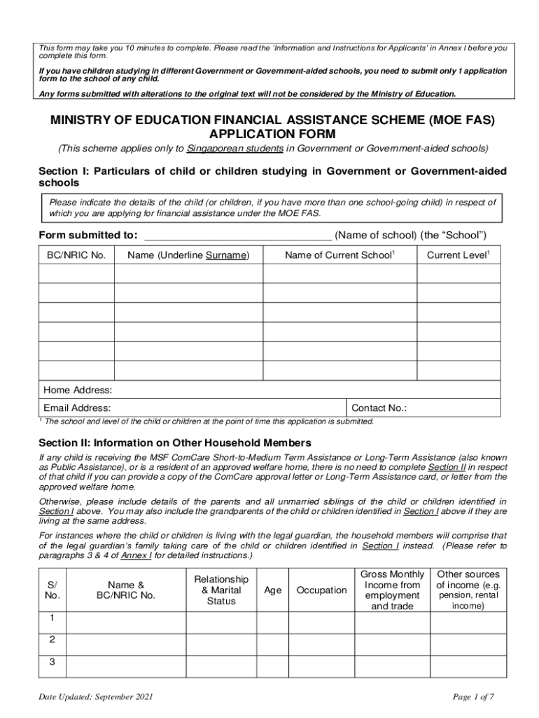 Fillable Online MOE Financial Assistance (FAS) Form Fax Email Print ...