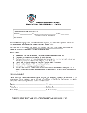 Fillable Online REQUEST FOR RECREATIONAL BURN PERMIT Fax Email Print ...