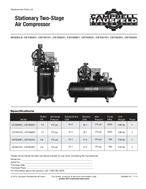 Fillable Online 5 HP 2 Stage 24 CFM Reciprocating Air Compressor Pump ...