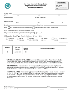 Fillable Online Regional Law Enforcement Academy Worksheet Fax Email ...
