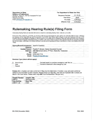 Fillable Online Rulemaking Hearing Ru le(s) Filing Form Fax Email Print ...