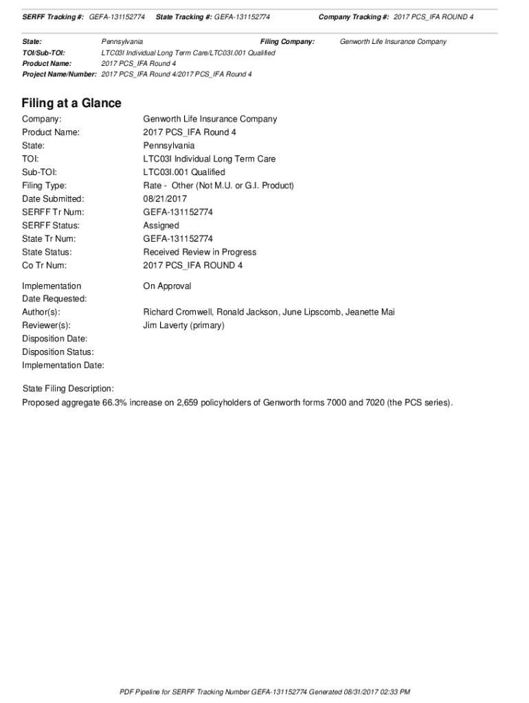 Fillable Online SERFF Tracking #: GEFA-131152774 Fax Email Print ...