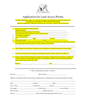 Fillable Online Application for Land Access Permit Fax Email Print ...