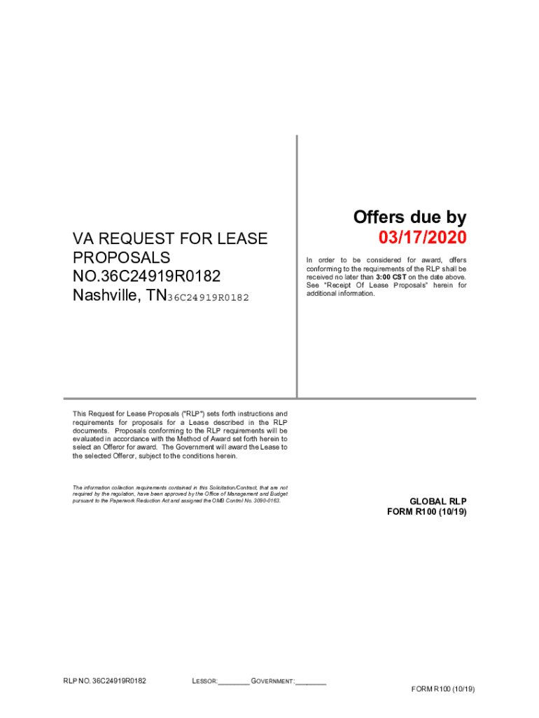Fillable Online AMENDMENT TO REQUEST FOR LEASE PROPOSAL (RLP) Fax Email Print - pdfFiller