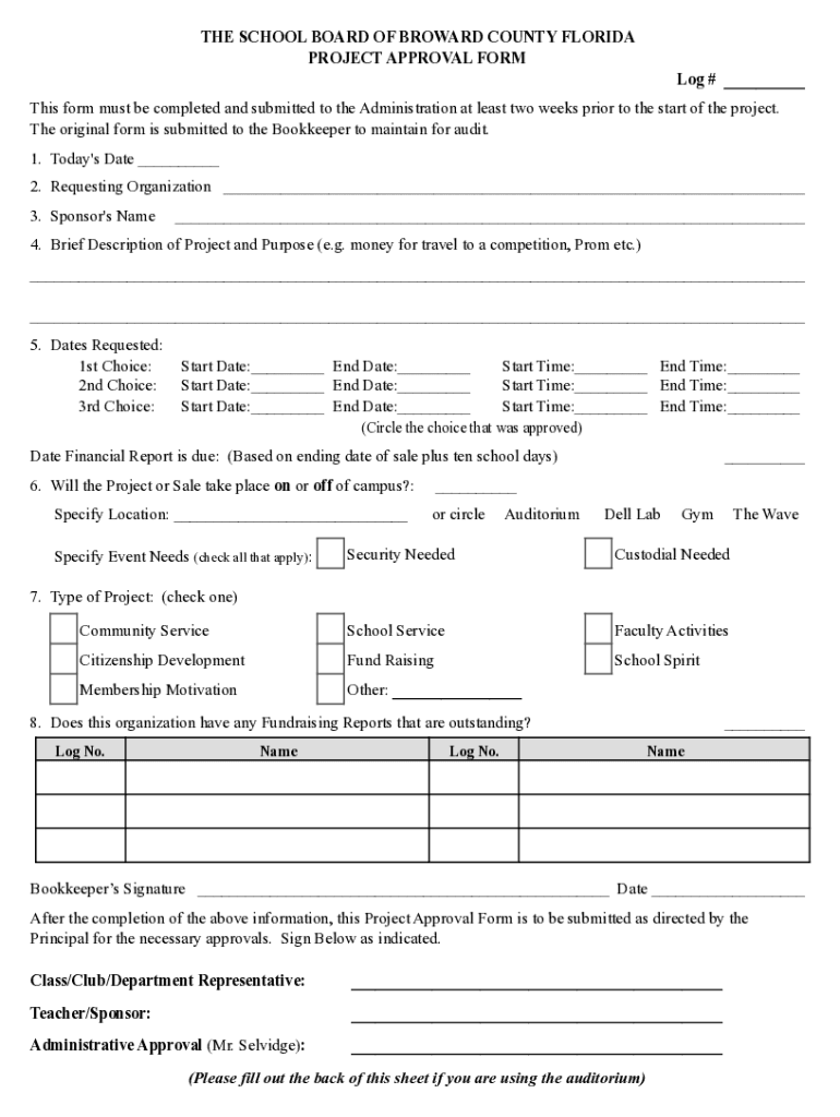 Fillable Online PROJECT APPROVAL FORM Fax Email Print - pdfFiller