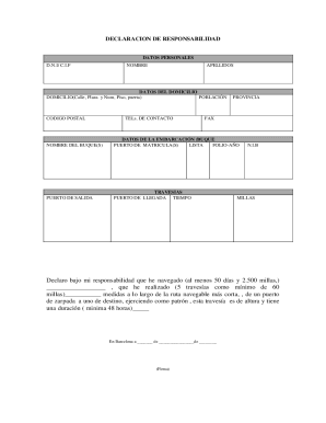 Completable En línea DECLARACION DE RESPONSABILIDAD Fax Email Imprimir - pdfFiller