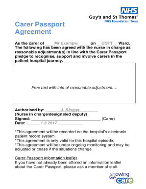 Fillable Online Carer Passport Agreement Fax Email Print - pdfFiller