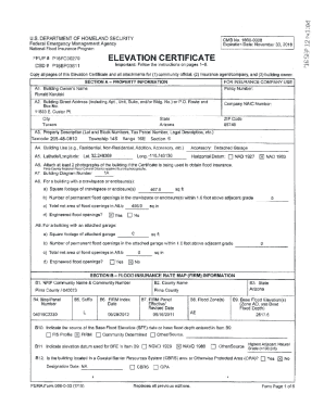 Fillable Online rfcd pima ELEVATION CERTIFICATE - Regional Flood Control District Fax Email ...
