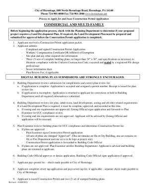 Fillable Online Commercial Multi-Family Construction Permit Packet PDF ...