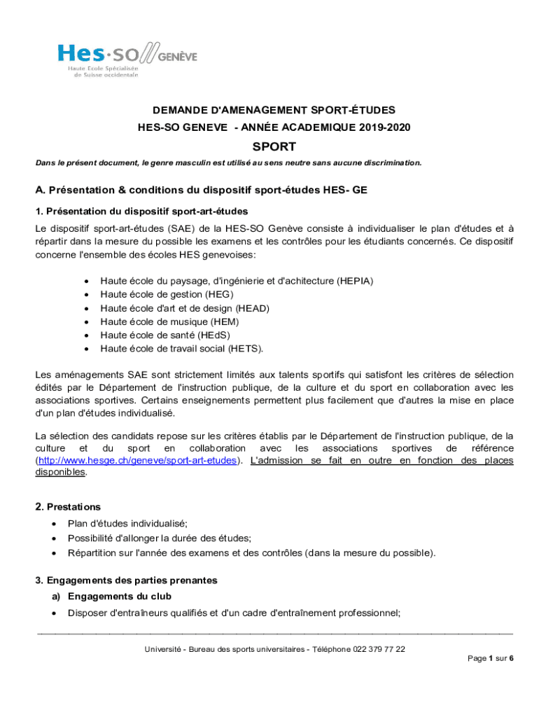 Remplissable En Ligne demande d'amenagement sport-art-tudes hes-so geneve ... Fax Email Imprimer ...