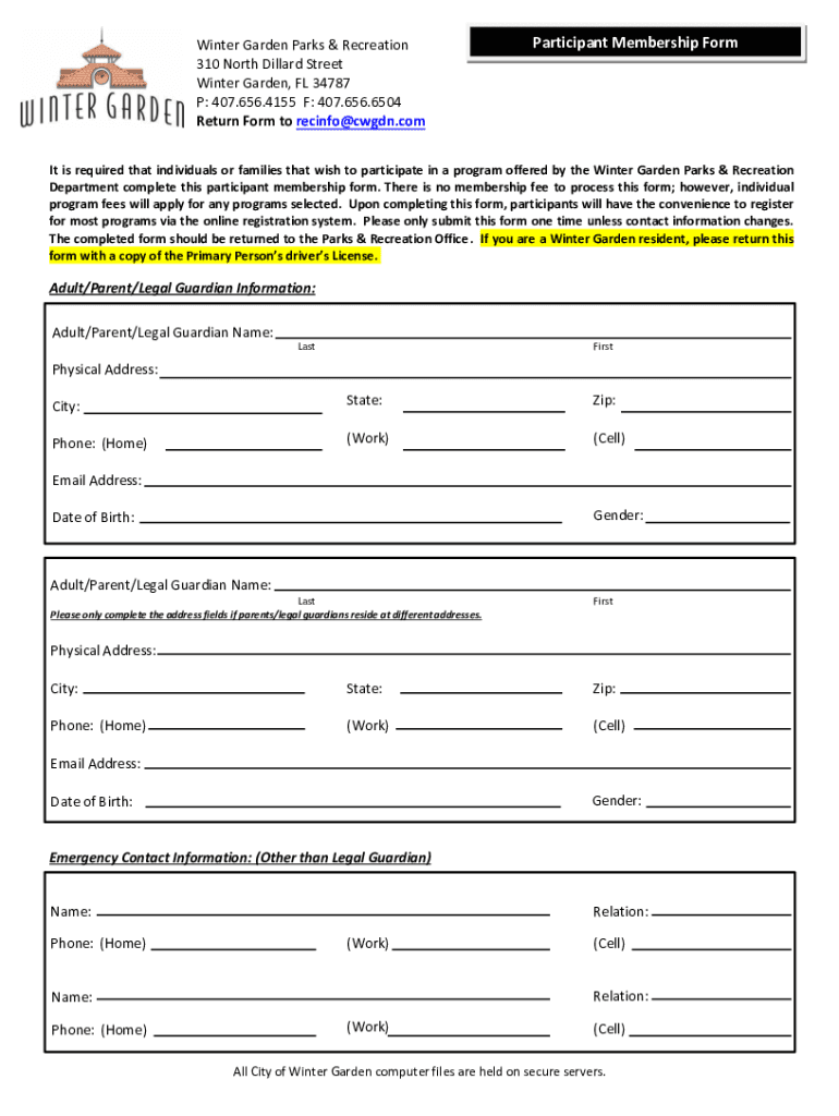 Fillable Online Participant Membership Form Fax Email Print - pdfFiller