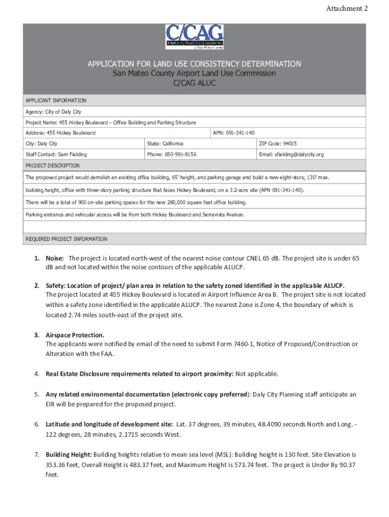Fillable Online ccag ca 455 Hickey BoulevardOffice Building and Parking ...