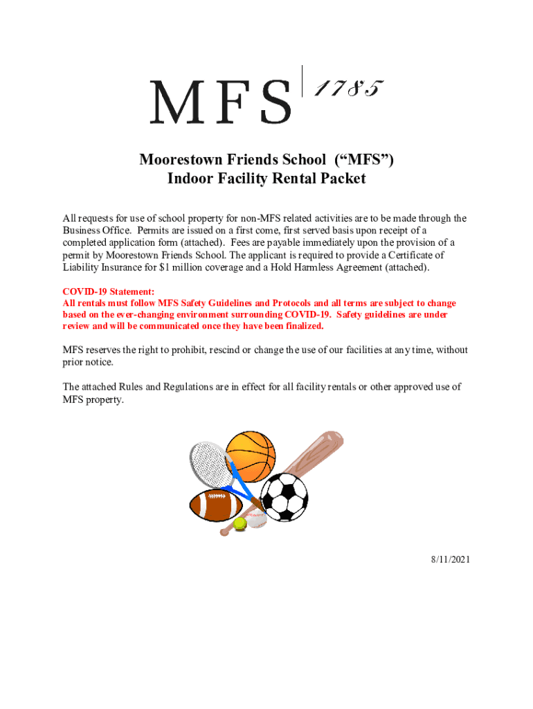 Fillable Online Moorestown Friends School (MFS) Indoor Facility Rental ...