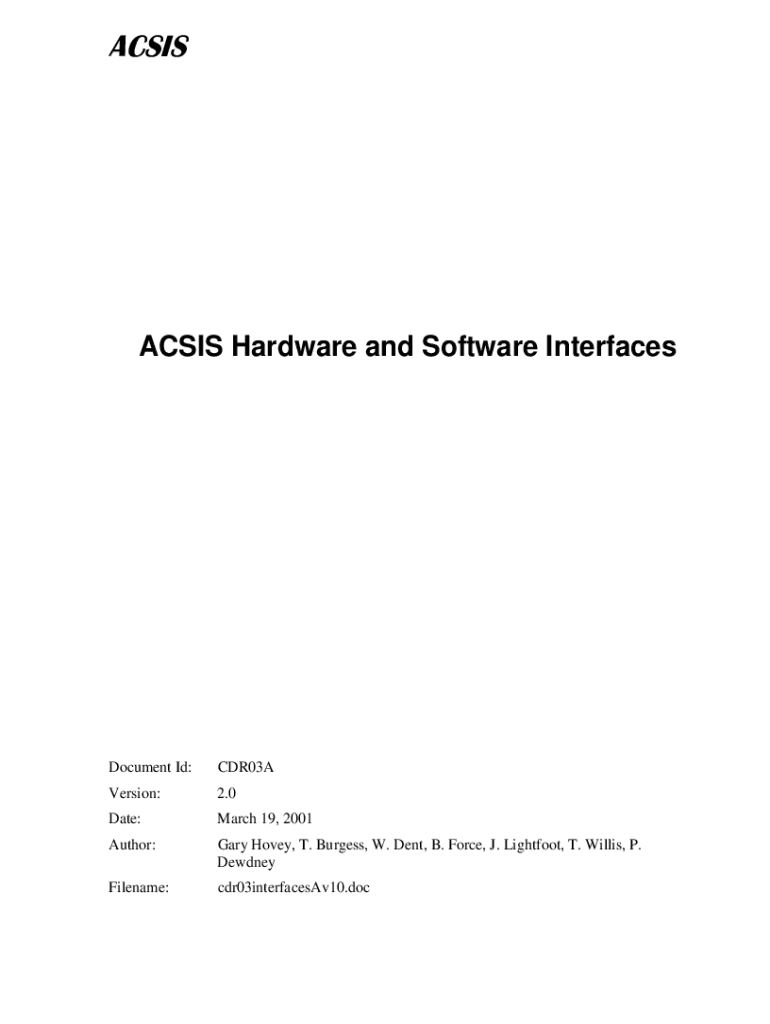 Fillable Online ACSIS Hardware and Software Interfaces Fax Email Print ...