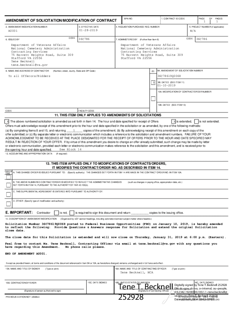 Fillable Online Tene T. Becknell 252928 - VA Vendor Portal Fax Email ...