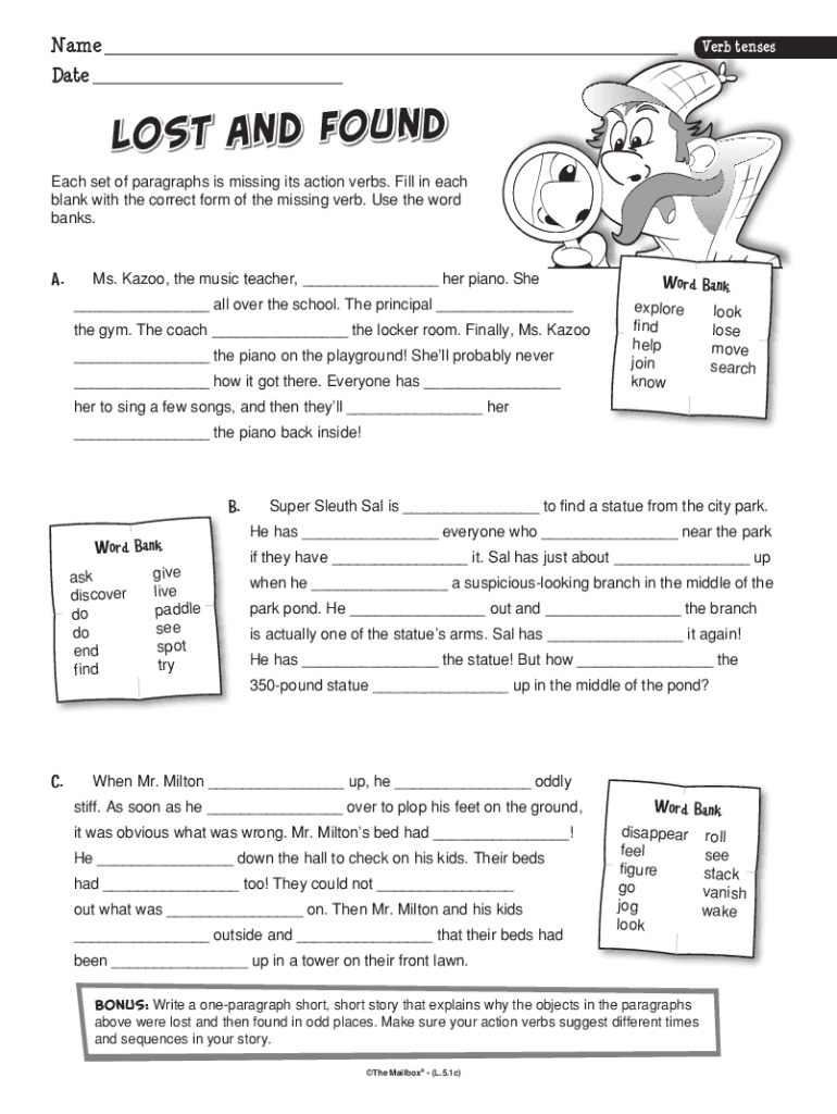 Fillable Online Action Verbs Worksheets, Examples & Definition Fax Email Print - pdfFiller