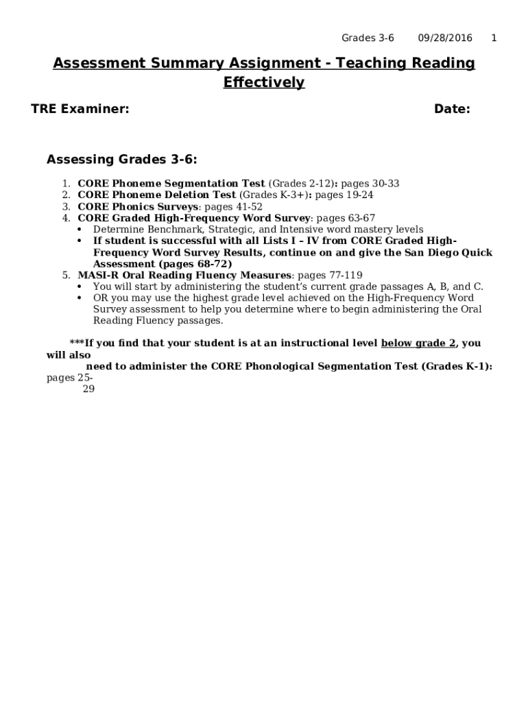 List of AssessmentsAssessing Reading: Multiple Measures Doc Template ...